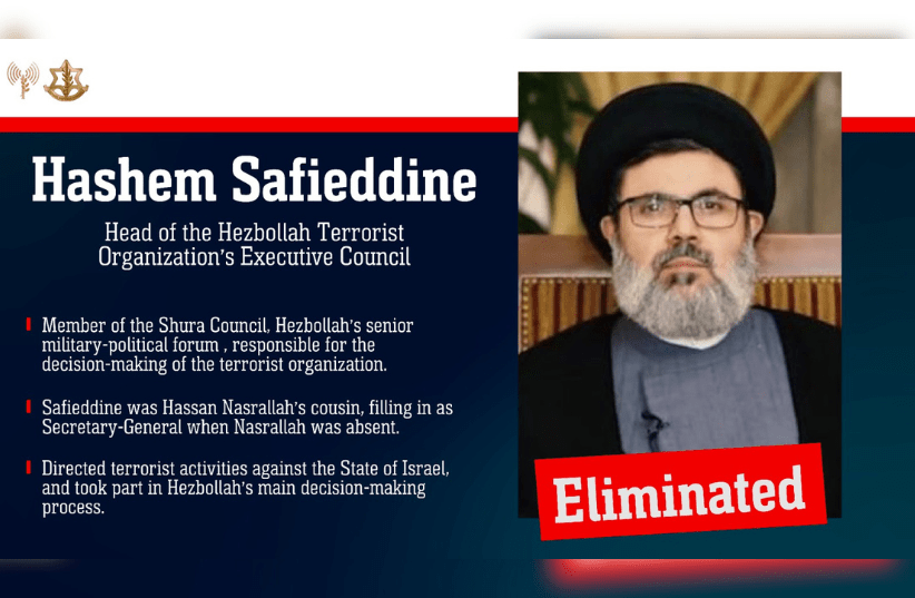 IDF eliminates potential Hezbollah successor Hashem Safieddine - Israel ...